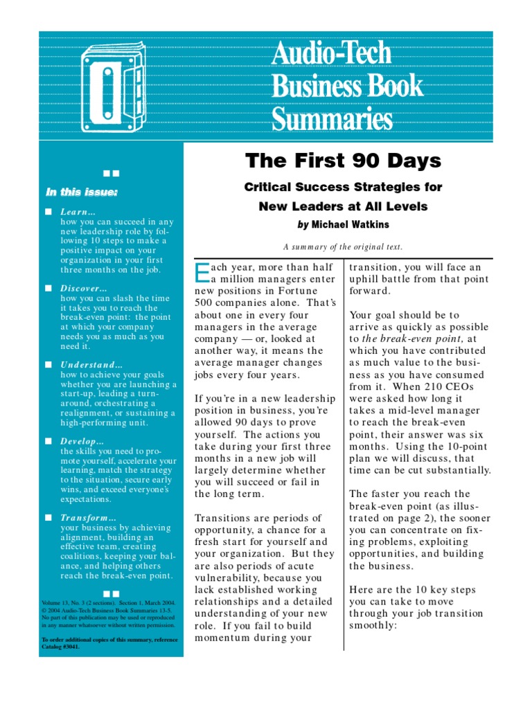 First 90 Days | PDF | Swot Analysis | Cognitive Science