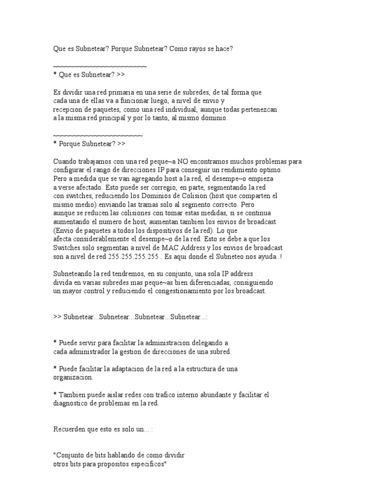 Que Es Subnetear | PDF | Dirección IP | Protocolos de internet