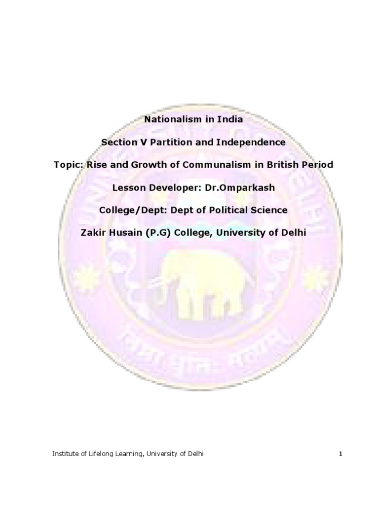 Rise of Communalism in India | PDF | History