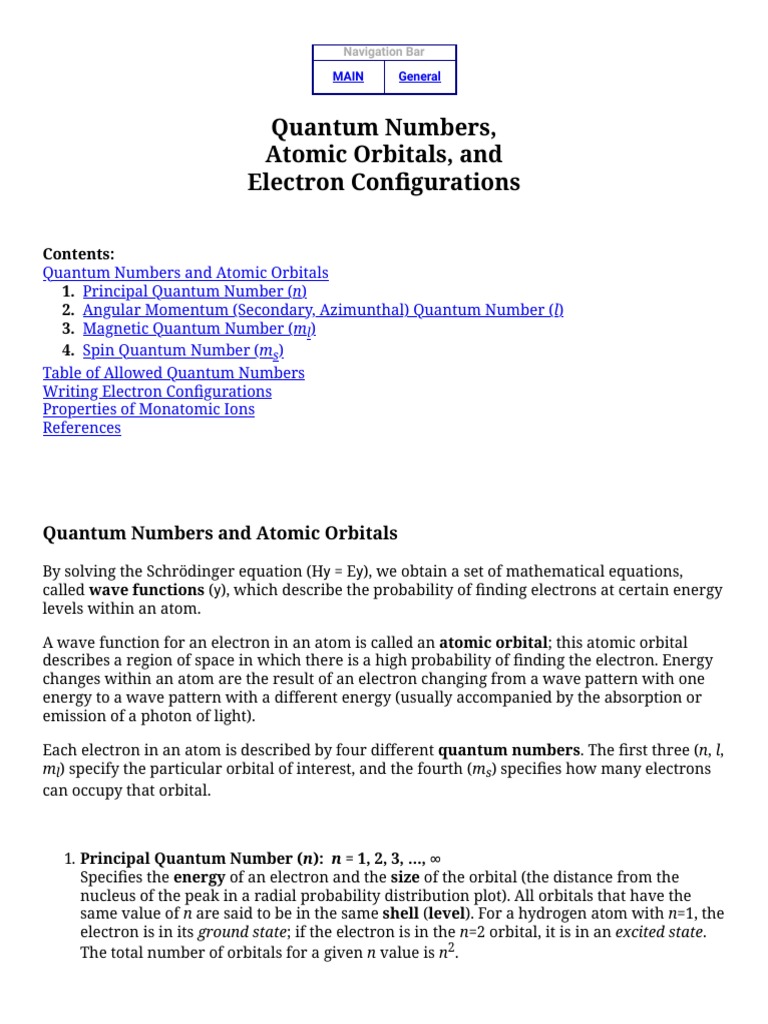 Quantum Numbers Atomic Orbitals And Electron Configurations Pdf