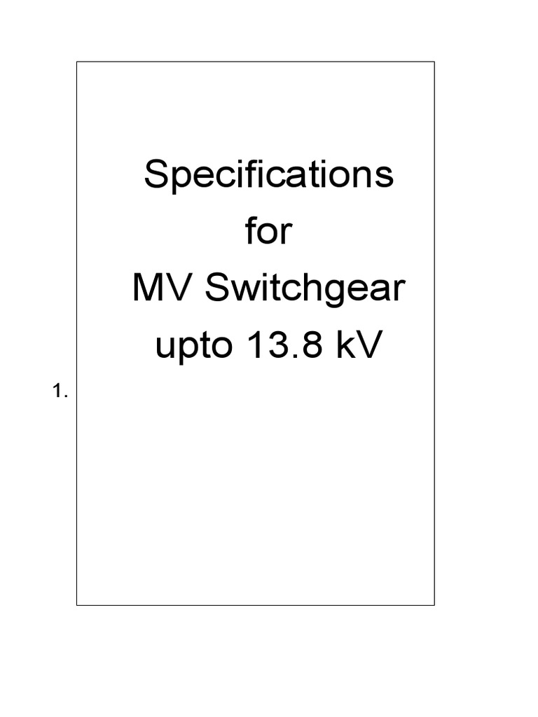 MV Switchgear Specifications | PDF