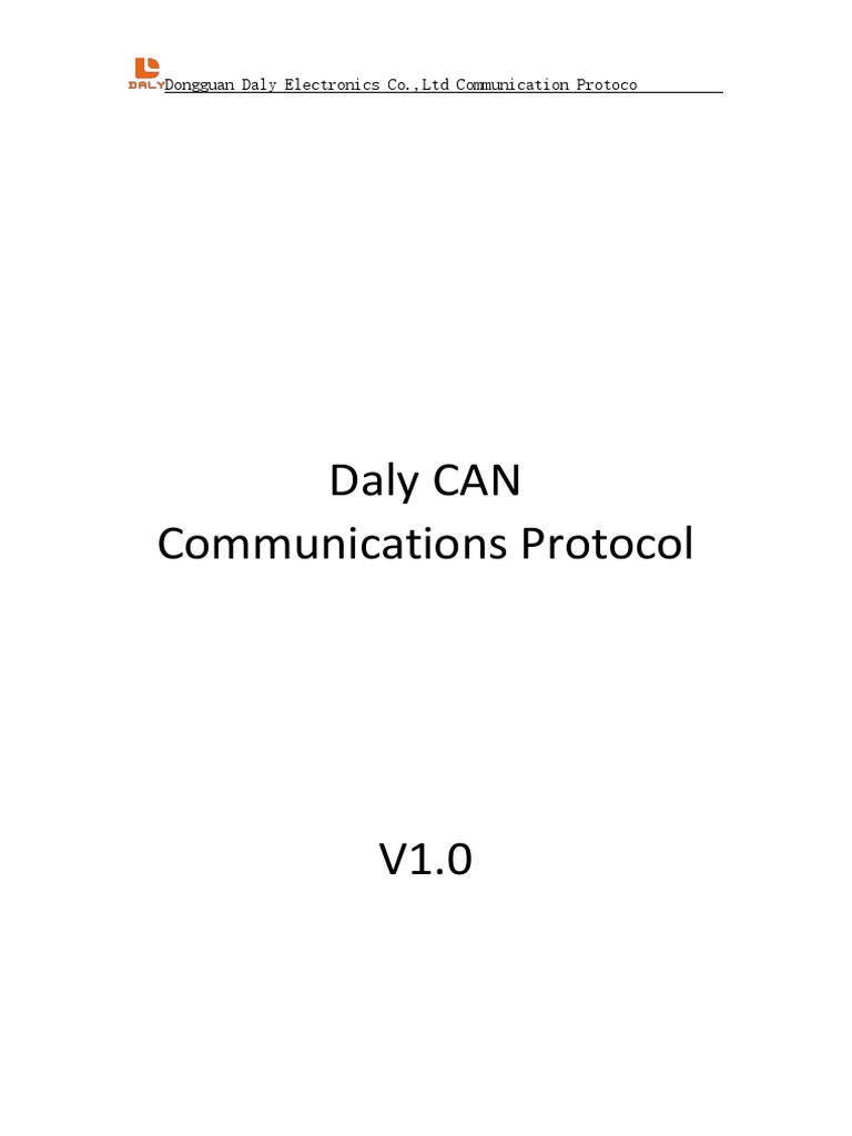 Daly CAN Communications Protocol V1.0 | PDF