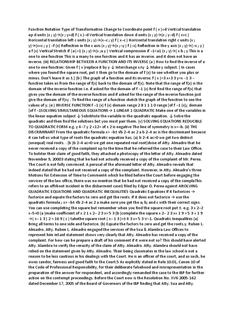 Function Notation Chart Pdf