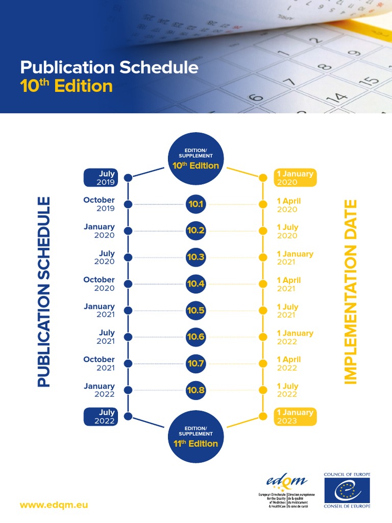 10 Edition: Publication Schedule | PDF