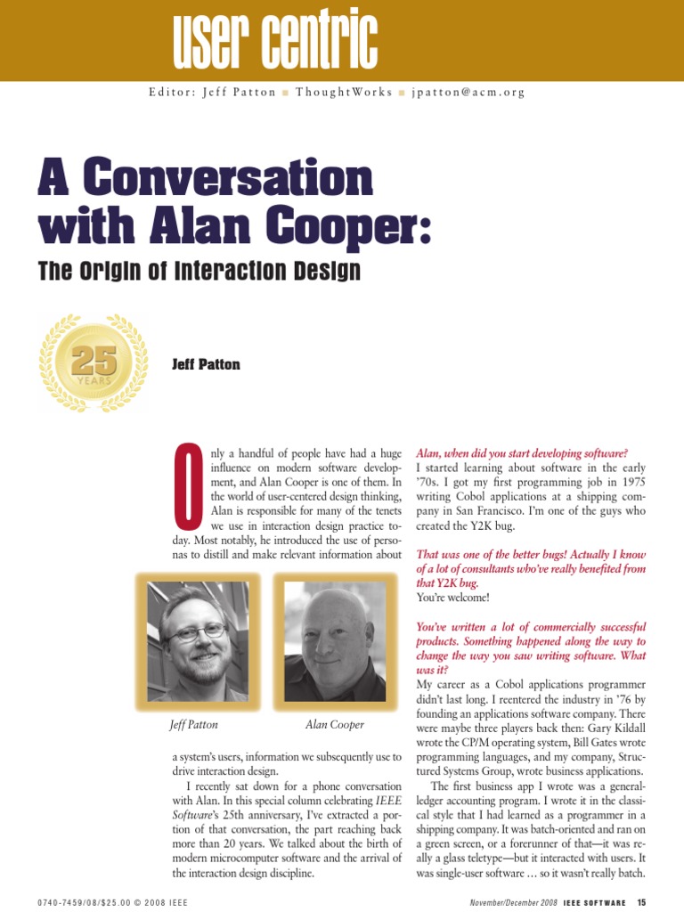 A Conversation With Alan Cooper: The Origin of Interaction Design | PDF ...