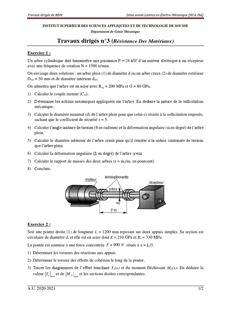 TD3 Torsion Flexion 3 | PDF | Résistance des matériaux | Physique ...