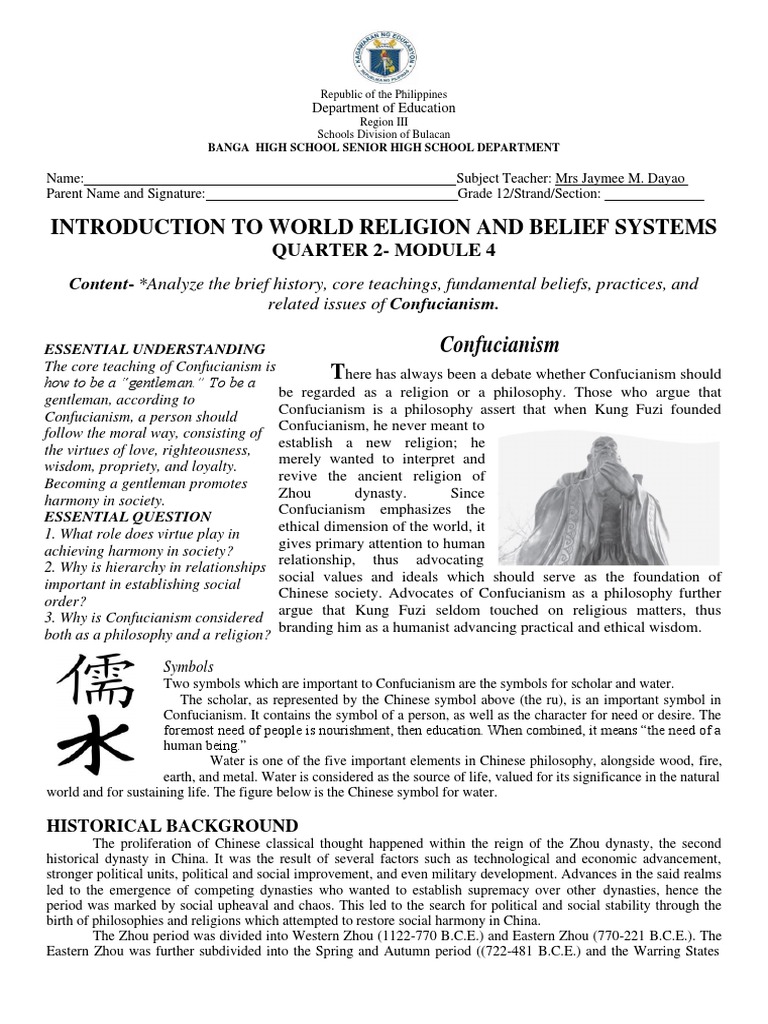 Confucianism: Introduction To World Religion and Belief Systems | PDF ...