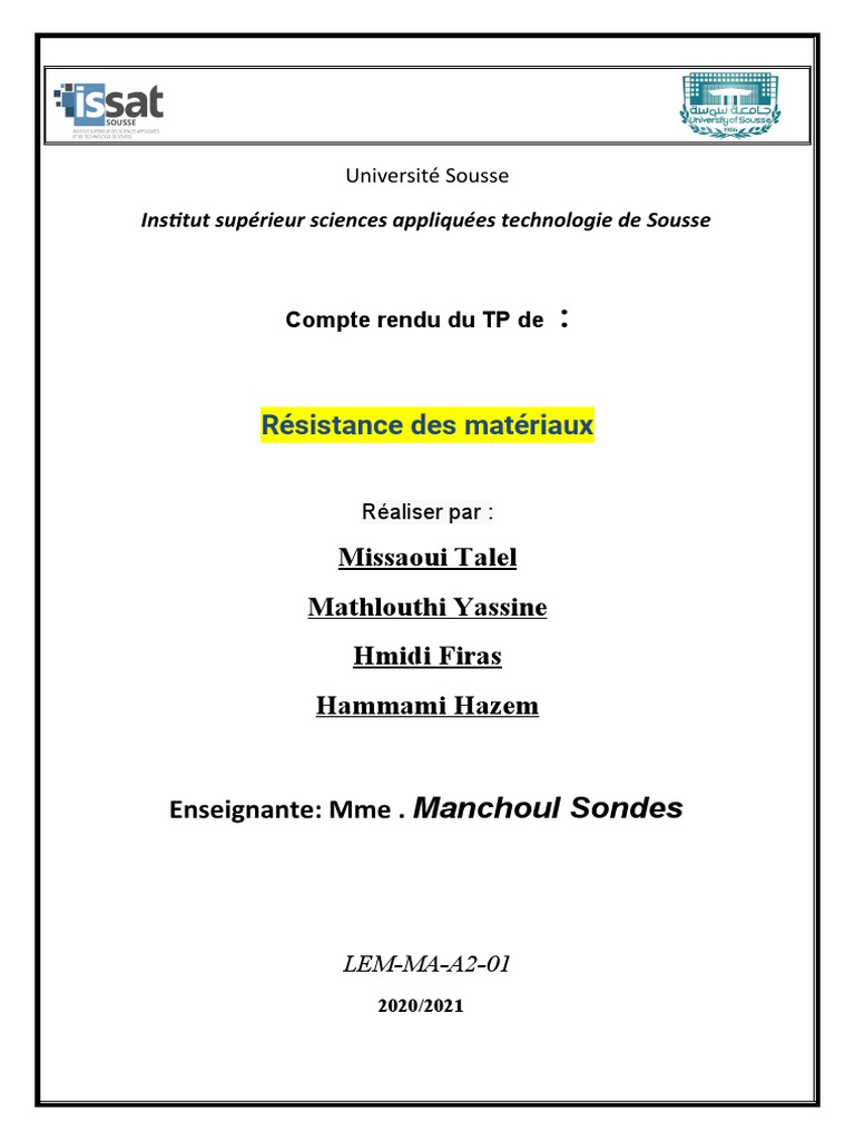 TP RDM | PDF | Résistance des matériaux | Flexion (matériau)
