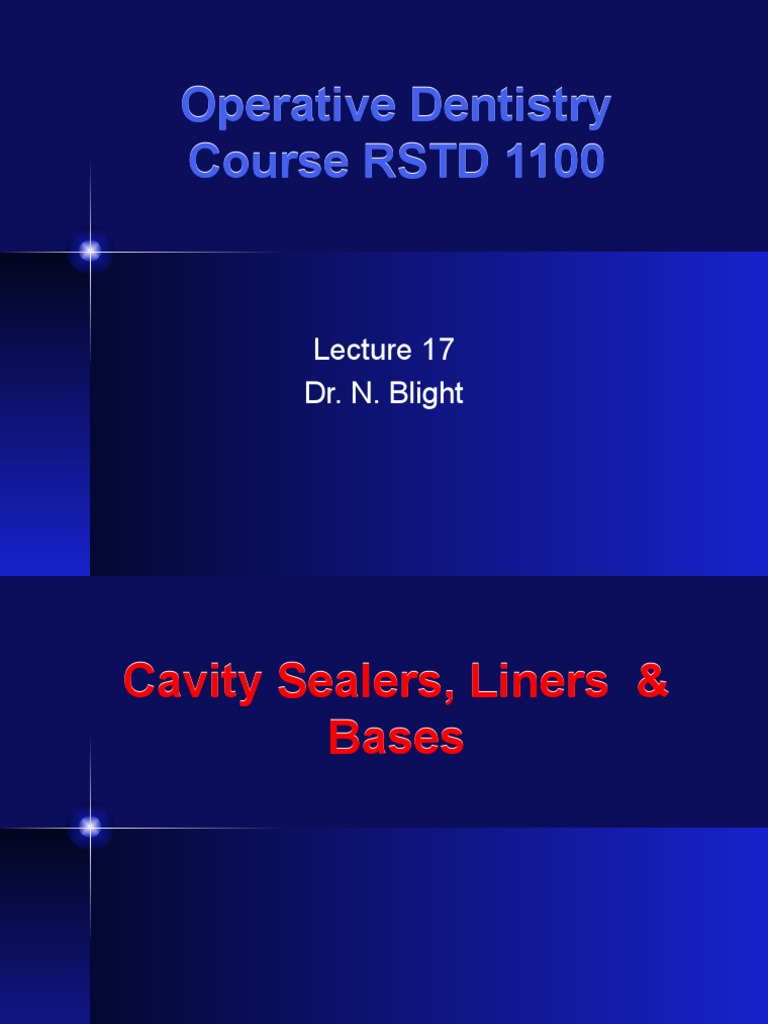Operative Dentistry Course RSTD 1100 | PDF | Dental Composite ...