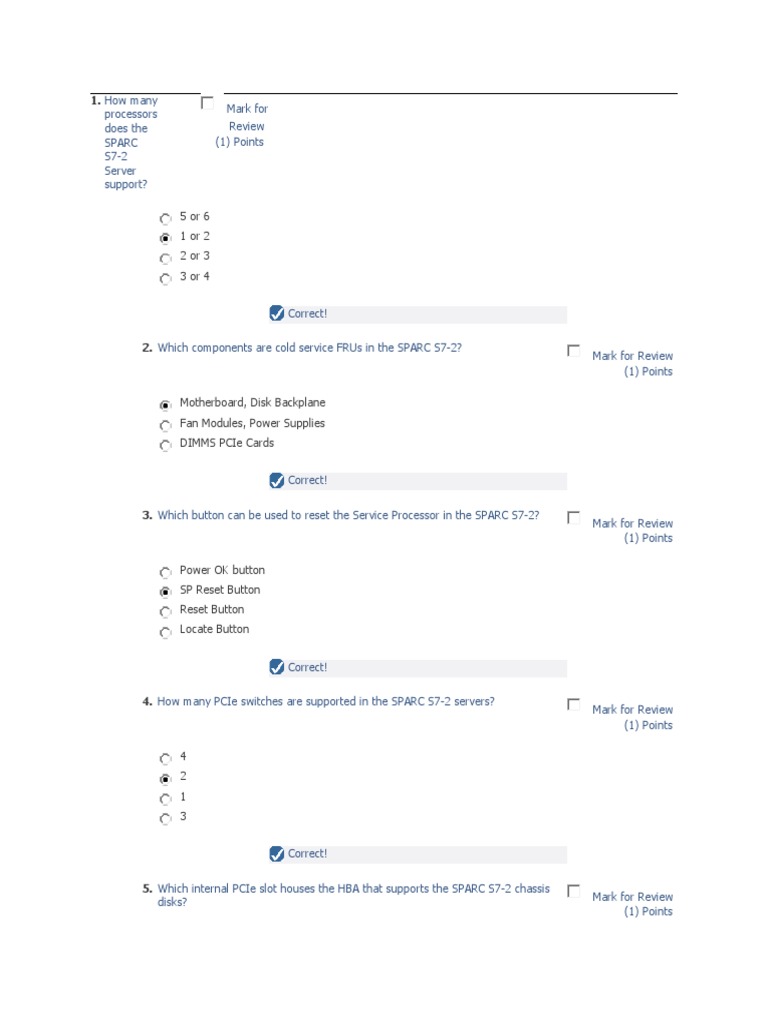SPARC S7 Server Hardware Installation and EIS Online Assessment Answer ...