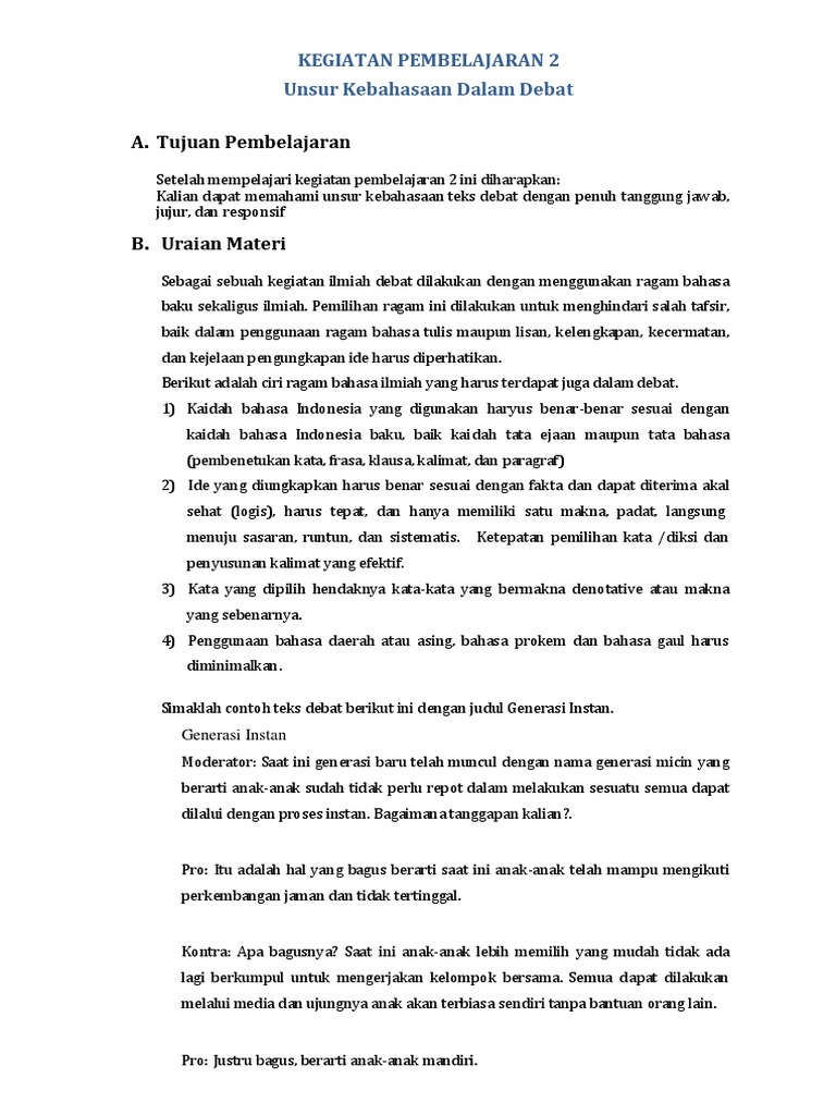 Unsur Kebahasaan dalam Debat | PDF