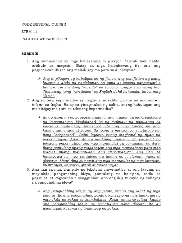 Pagbasa at Pagsusuri Mod 1 | PDF