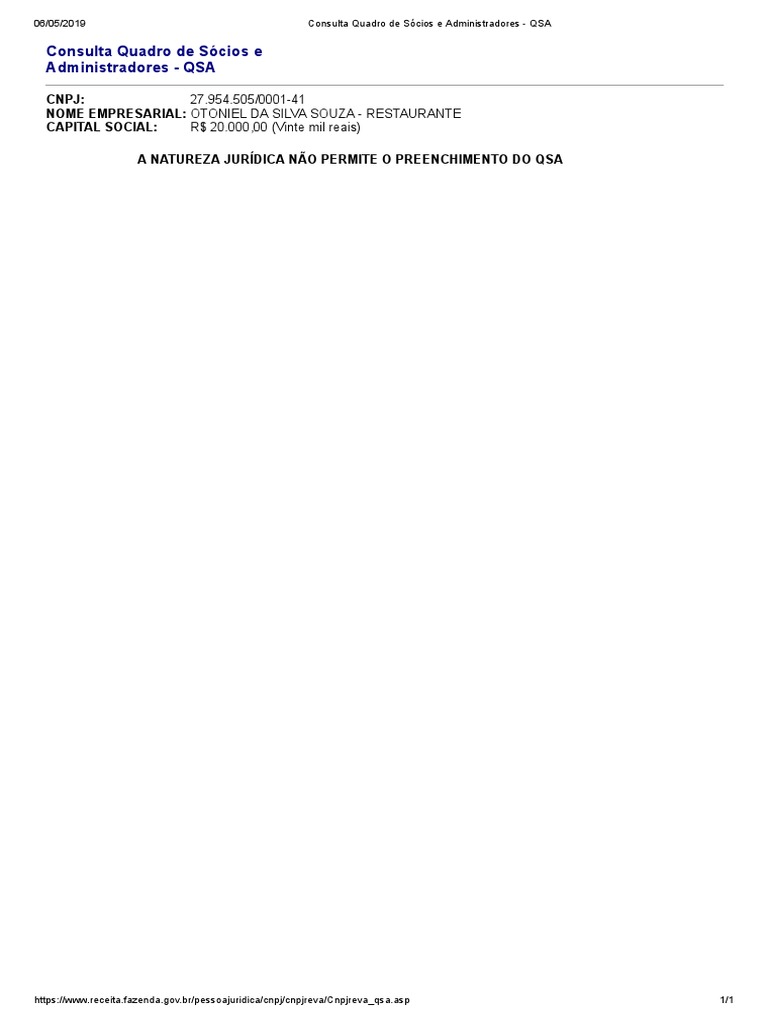 Consulta Quadro de Sócios e Administradores - QSA | PDF
