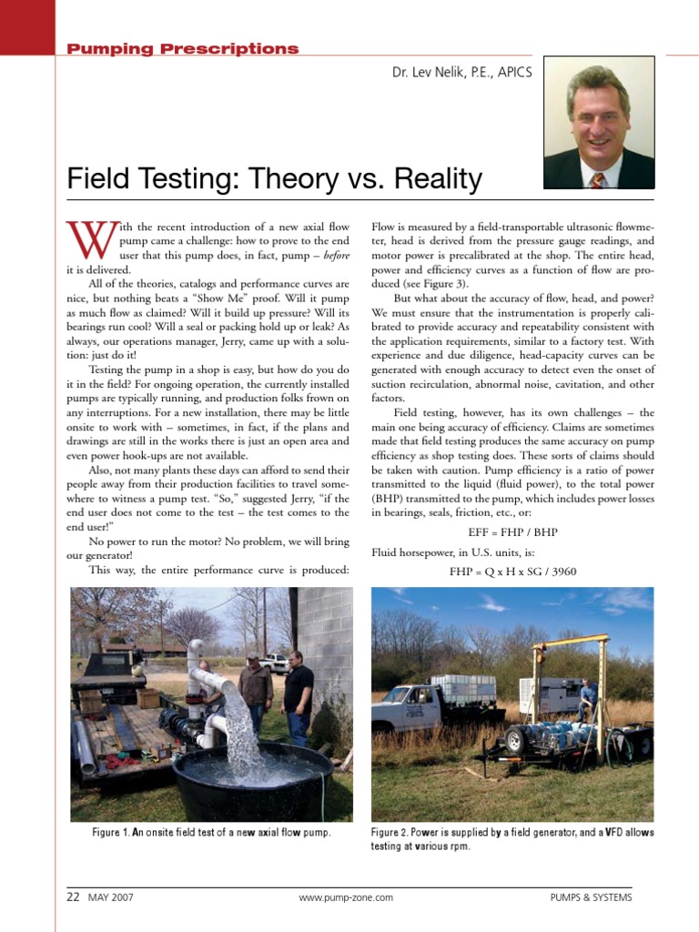 Field Testing - Theory Vs - Real | PDF | Pump | Physical Quantities