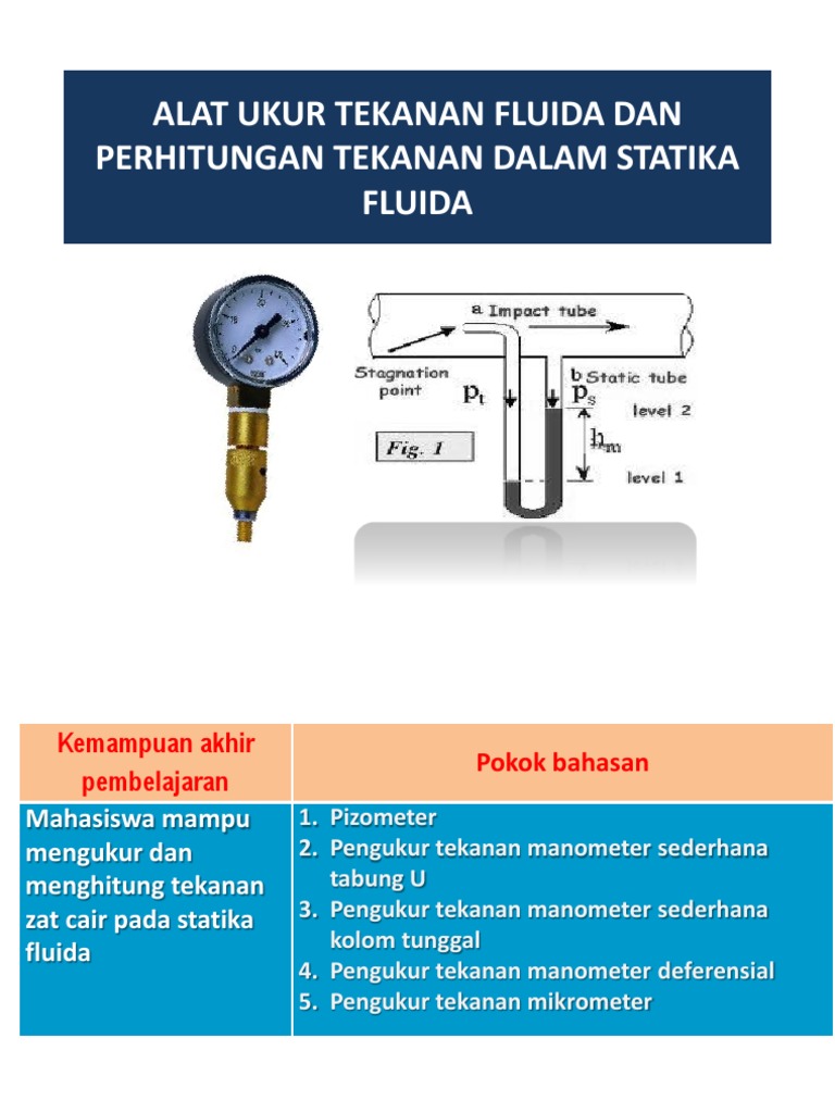 MF 03 Alat Ukur Tekanan Fluida Dan Perhitungan Tekanan Dalam Statika Fluida | PDF