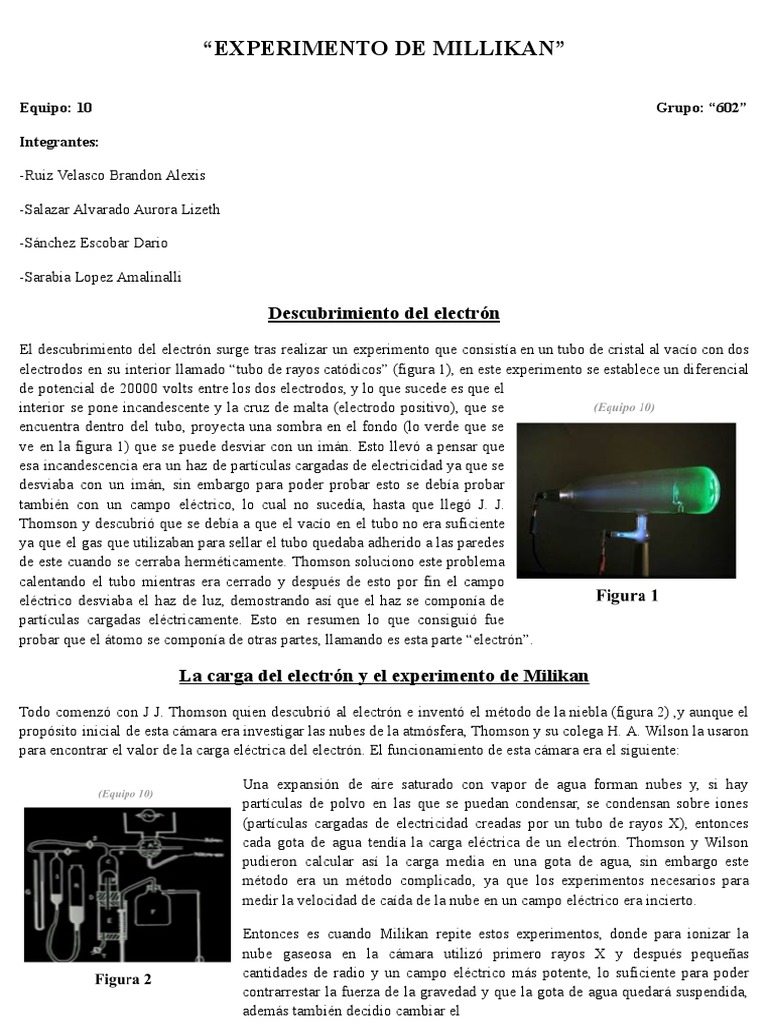 Experimento de Millikan. | PDF | Electrón | Fuerza