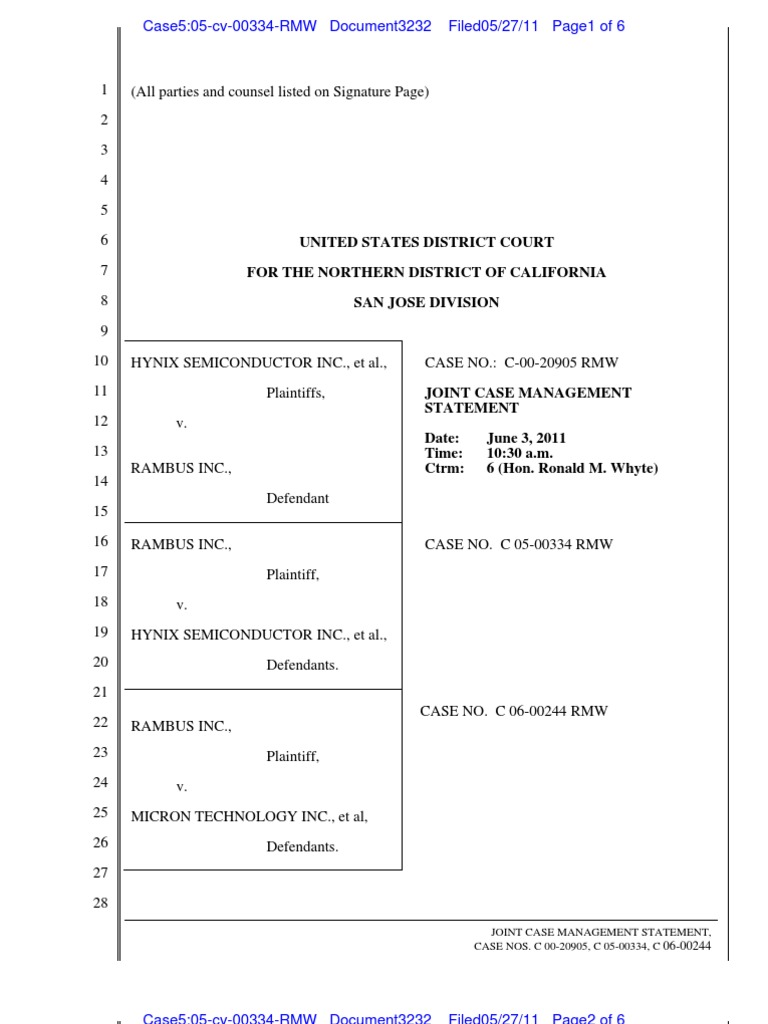 Joint Case Management Statement Overview | PDF | United States Court Of ...