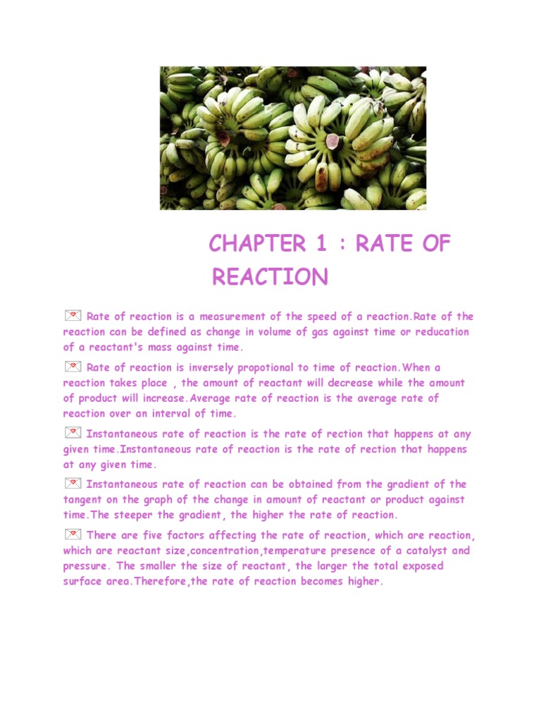 Short Note Chemistry Form 5-Chapter 1 Rate of Reaction | PDF | Reaction ...
