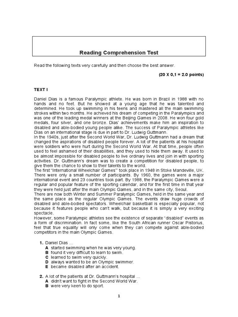 Reading Comprehension Test | PDF | Oil Spill | Adolescence