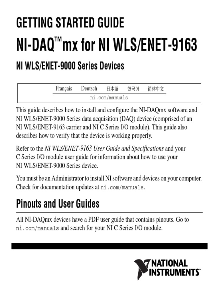 Ni-Daq MX For NI WLS/ENET-9163: Getting Started Guide | PDF | Ip Address | Computer Network