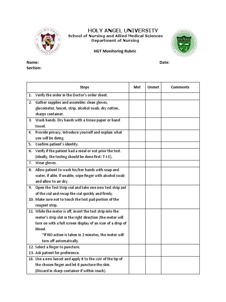 HGT Checklist | PDF | Health Care | Medical Specialties