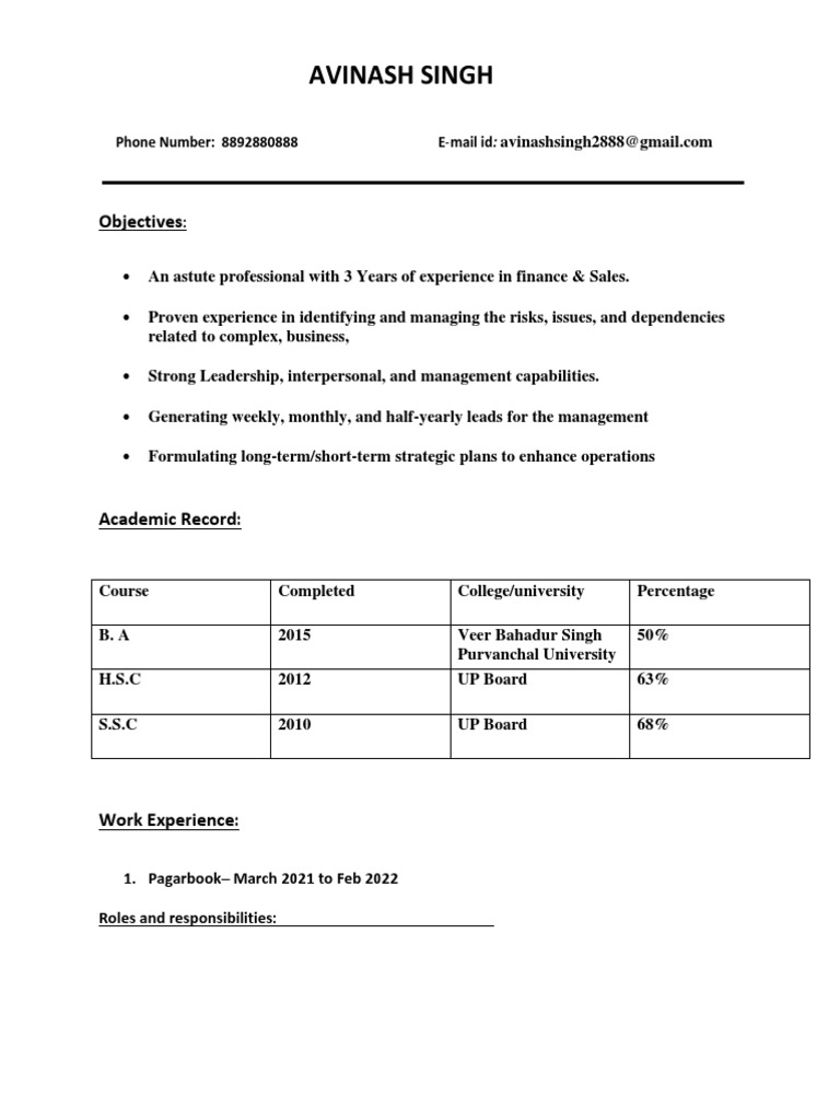 Avinash - Resume Converted Merged PDF | Download Free PDF | Sales | Communication