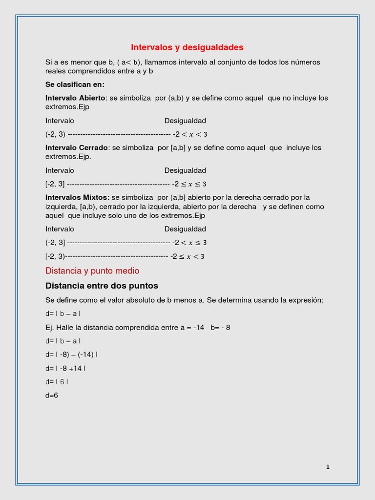 Intervalos y Desigualdades | PDF | Intervalo (Matemáticas) | Desigualdad (Matemáticas)