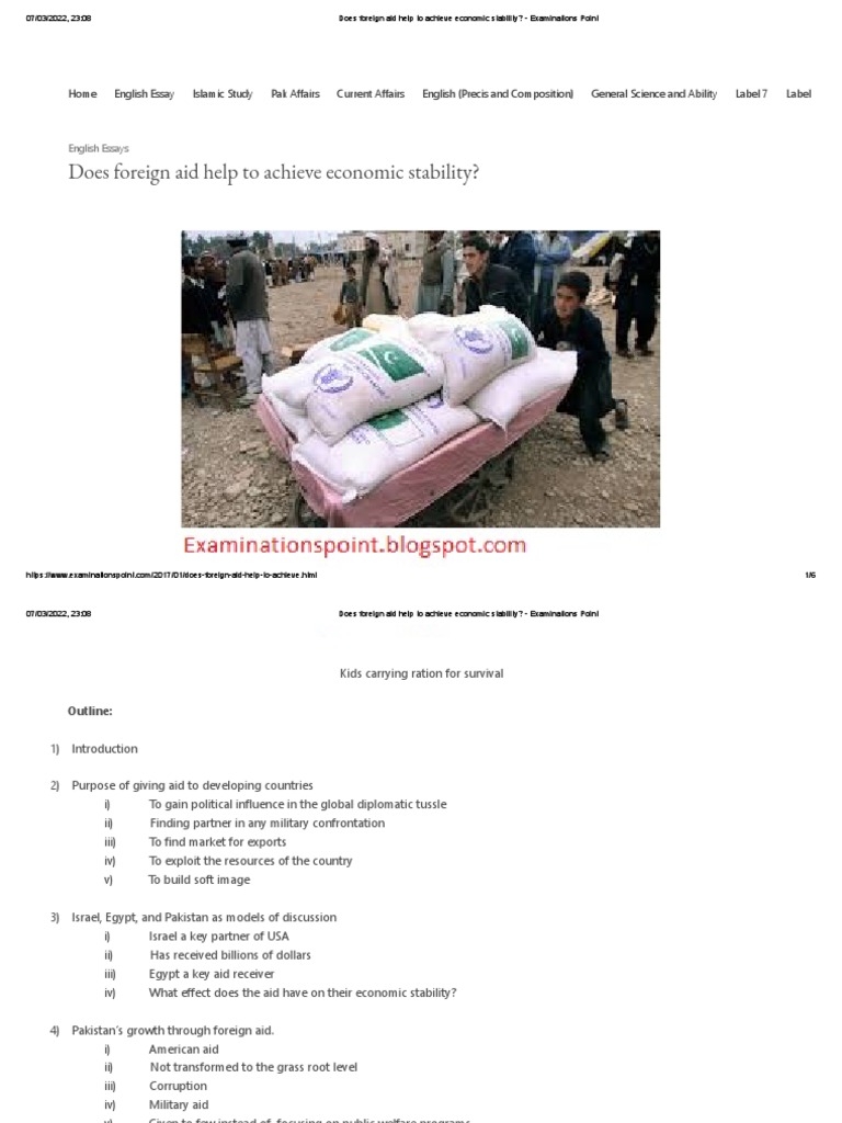 Does Foreign Aid Help To Achieve Economic Stability | Download Free PDF ...
