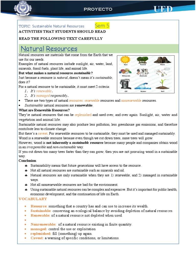 Sustainable Natural Resources | PDF | Sustainability | Resource