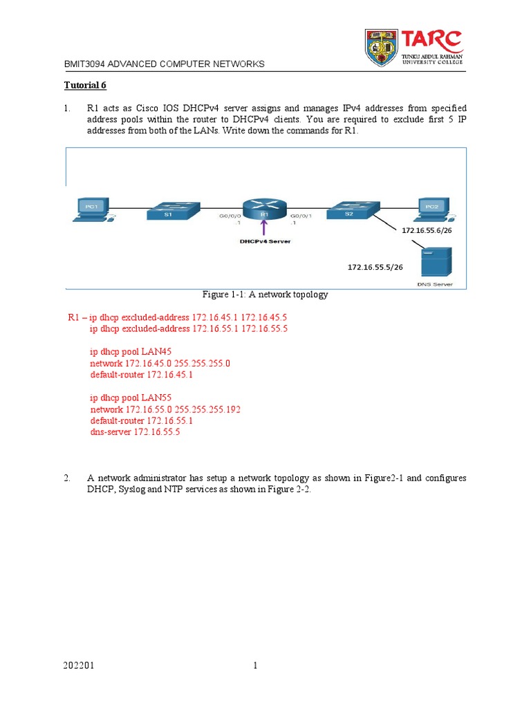 Tutorial 6: Bmit3094 Advanced Computer Networks | Download Free PDF | Ip Address | Network Protocols