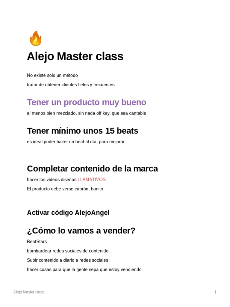 Alejo Master Class | PDF