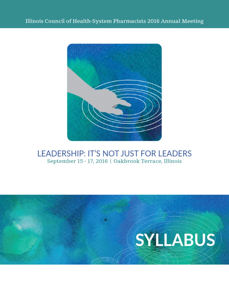 Syllabus: Leadership: It'S Not Just For Leaders | PDF | Pharmacy | Therapy