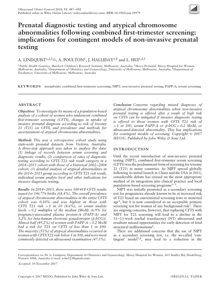 Prenatal Diagnostic Testing and Atypical Chromosome Abnormalities ...