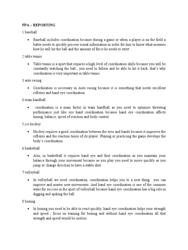 Fpa - Reporting | PDF | Sports & Recreation | Self-Improvement