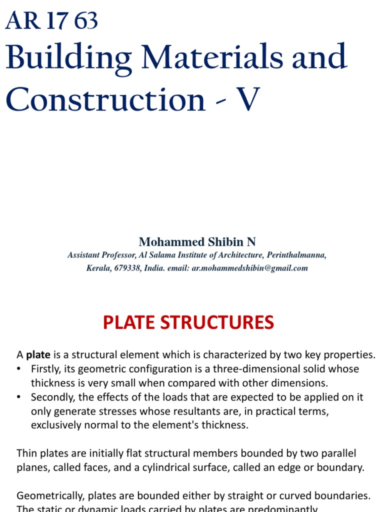 Plate Structures | PDF | Concrete | Materials