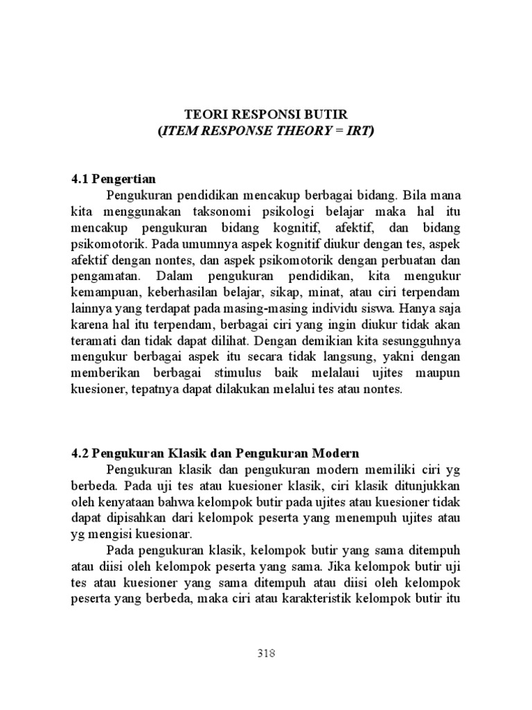 Teori Responsi Butir untuk Pengukuran | PDF