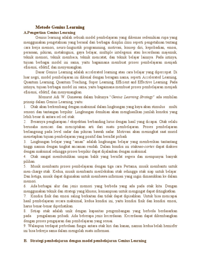 Metode Genius Learning | PDF
