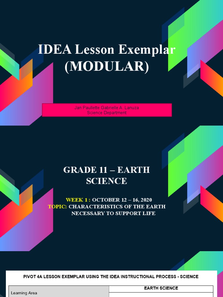 Lesson Exemplar in Earth Scie. | PDF | Language Arts & Discipline ...
