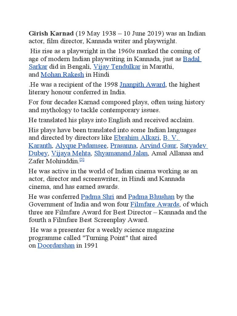 Girish Karnad | PDF