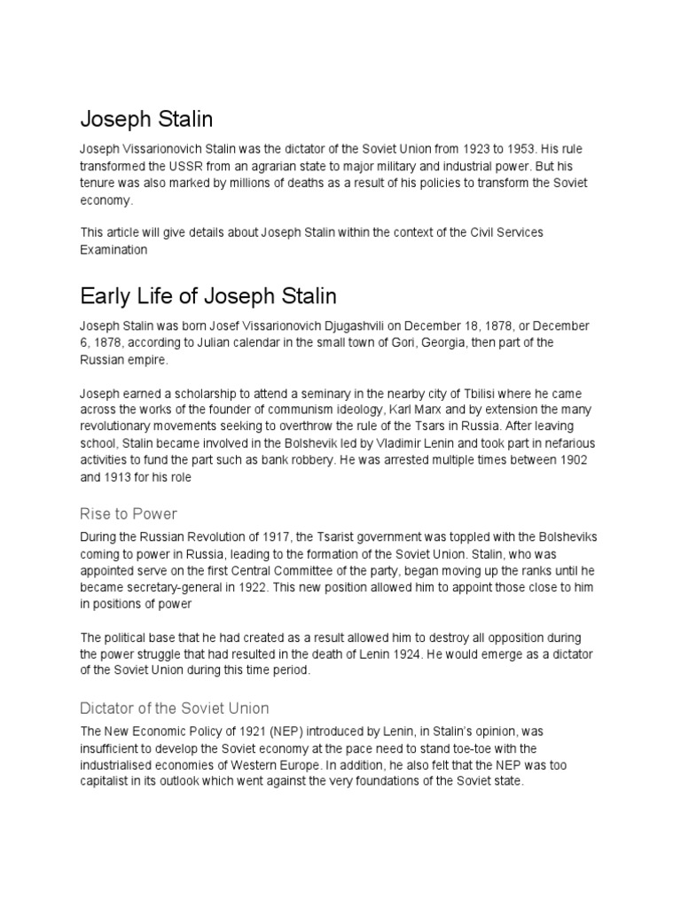 Joseph Stalin: Rise To Power | PDF | Soviet Union | World Politics