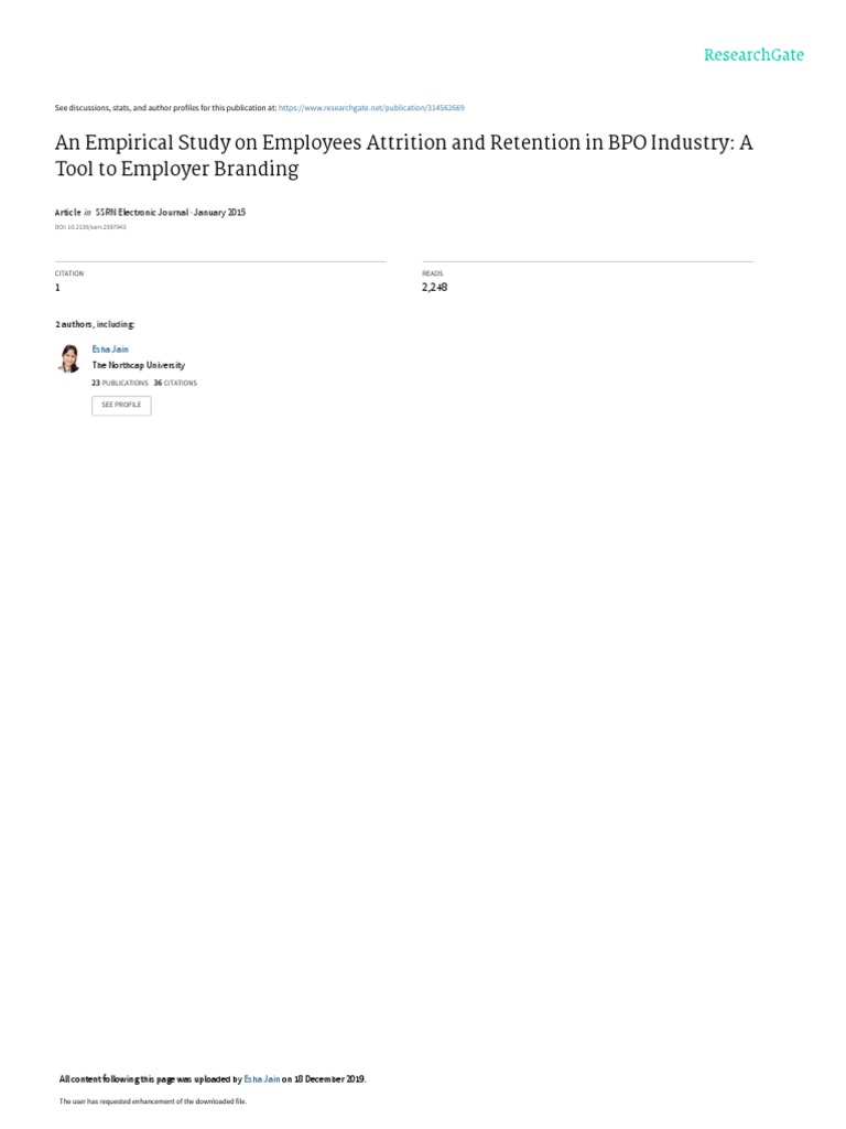 BPO Employee Attrition and Retention Study | PDF | Outsourcing ...