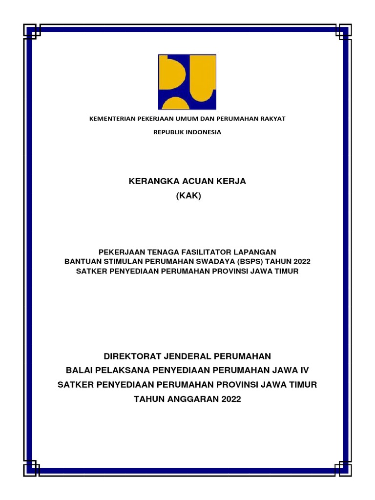 Kak Tenaga Fasilitator Lapangan (TFL) Ta 2021 Bsps Reguler Edit | PDF