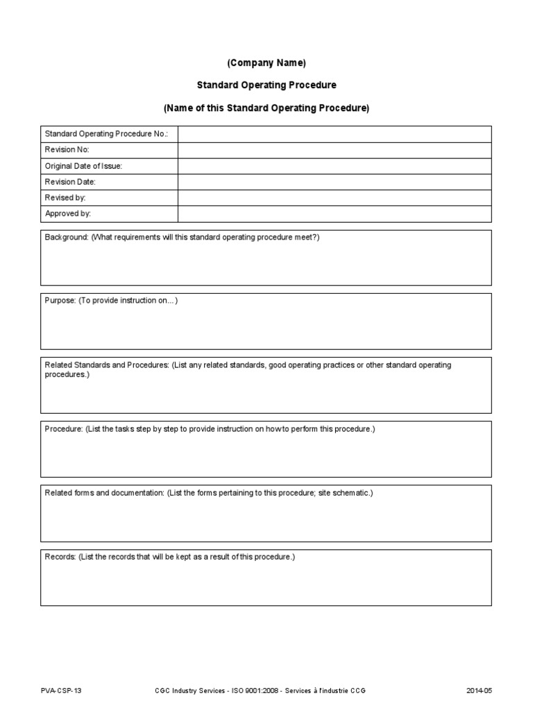standard operating procedure template 23 | PDF