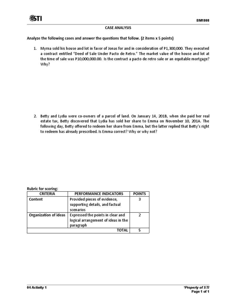Case Analysis Analyze The Following Cases and Answer The Questions That ...