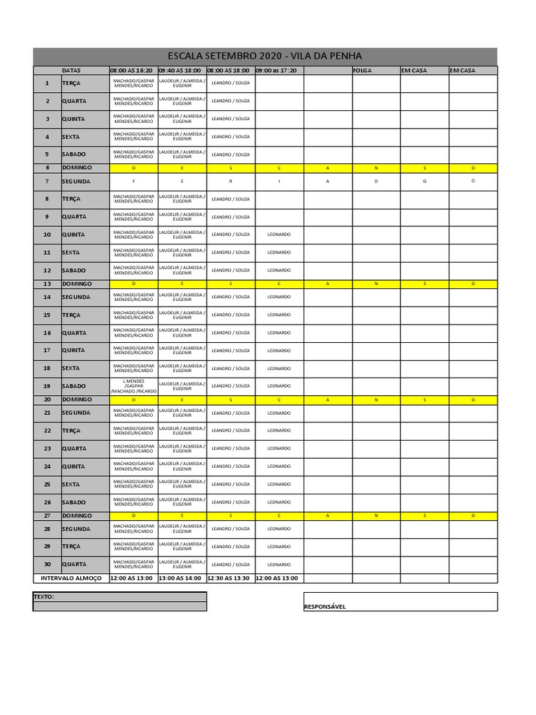 Escala de Folga | PDF