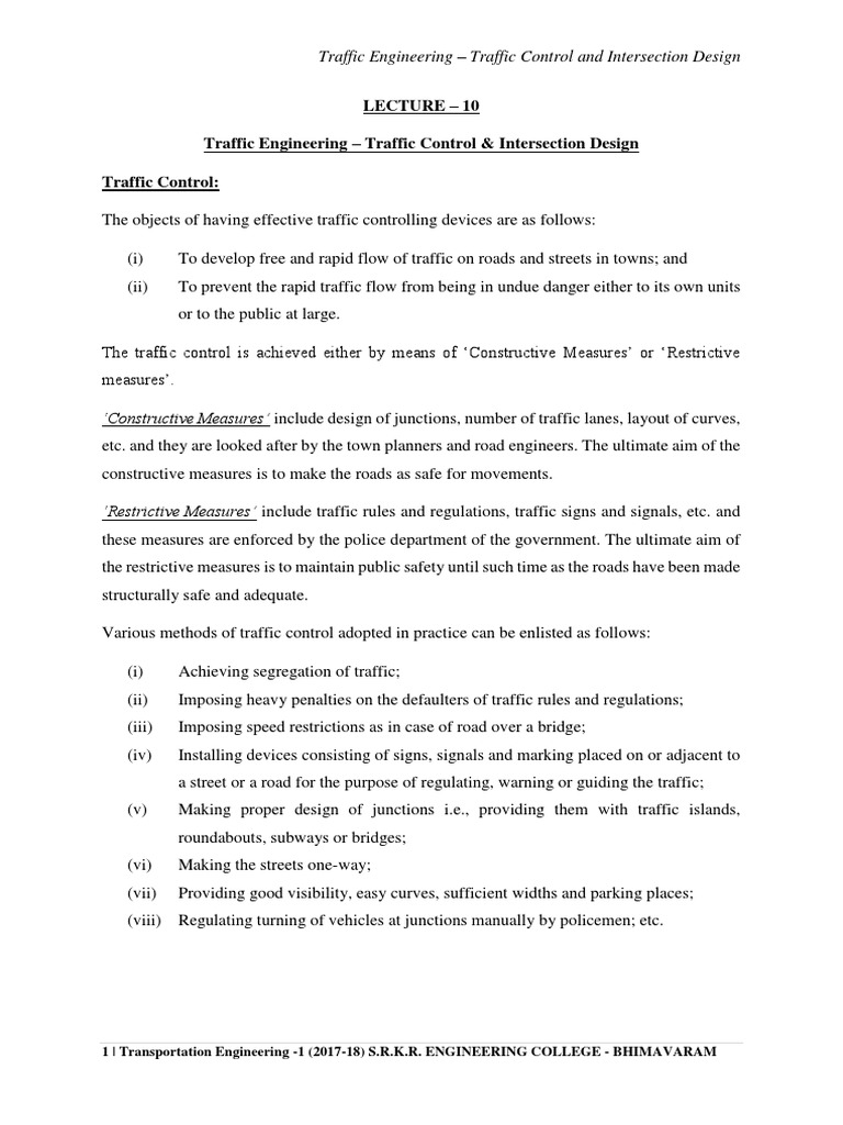 Lecture-10 - Notes - Traffic Engineering - Traffic Control ...