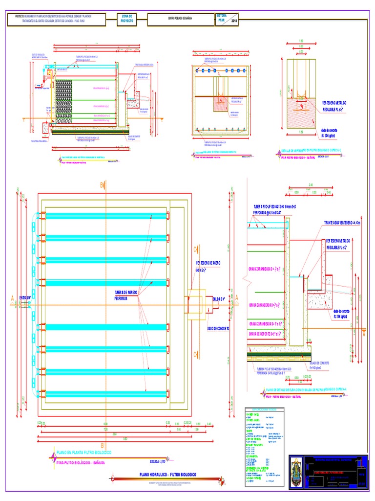 Plano Filtro Biologico - Hidr | PDF | Ingeniería hidráulica | Materiales de construcción