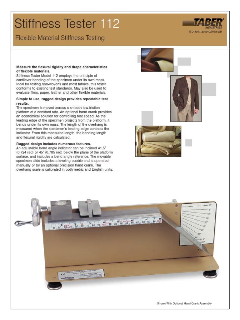 Taber - Stiffness Tester 112 | PDF | Metrology | Mechanical Engineering