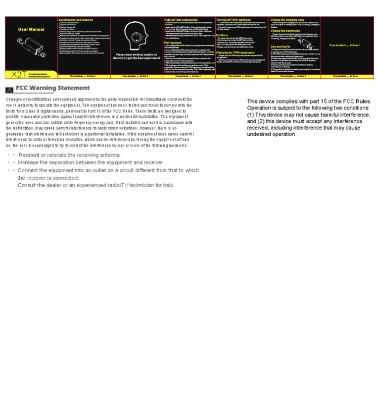 FCC Warning Statement: User Manual | PDF | Headphones | Radio