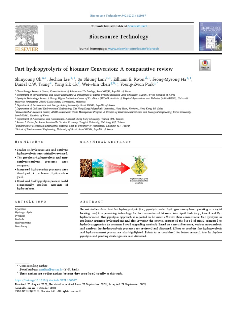 2021 Fast hydropyrolysis of biomass Conversion | PDF | Pyrolysis ...